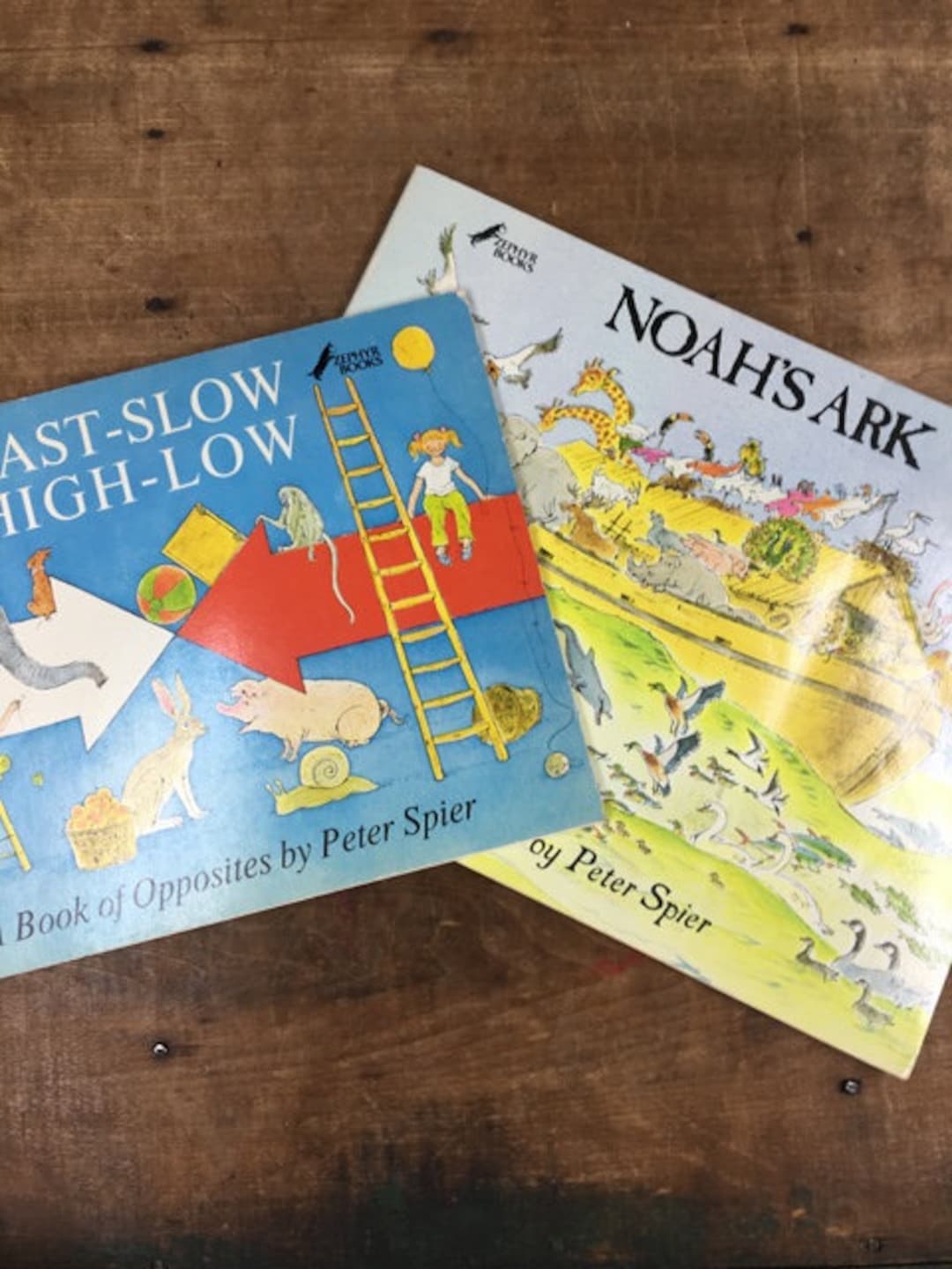 Noah's Ark & Fast Slow High Low A Book of Opposites by Peter Spier ...