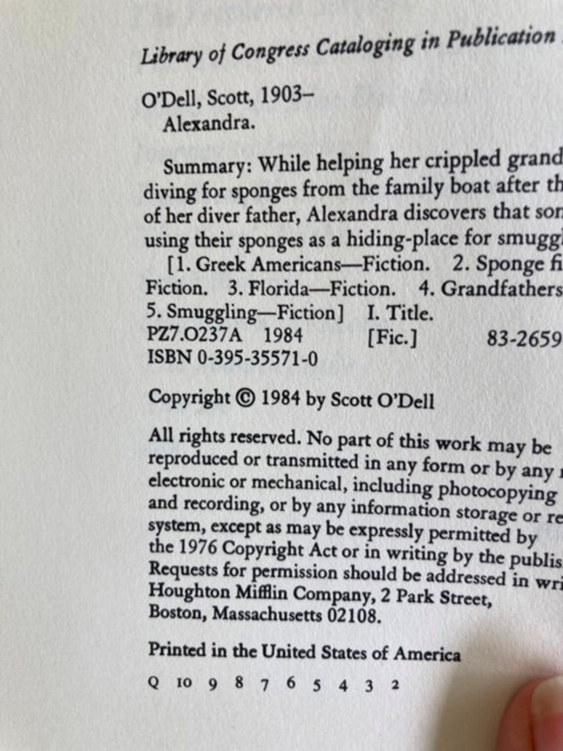 Alexandra by Scott O'dell Winner of the Hans Christian Andersen Award ...