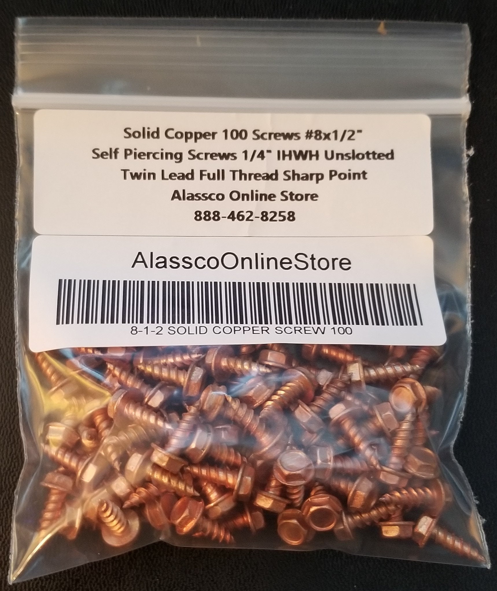 Copper Screws Solid 8 X 1/2" Self-piercing Hex Head PKG of 100 - Etsy