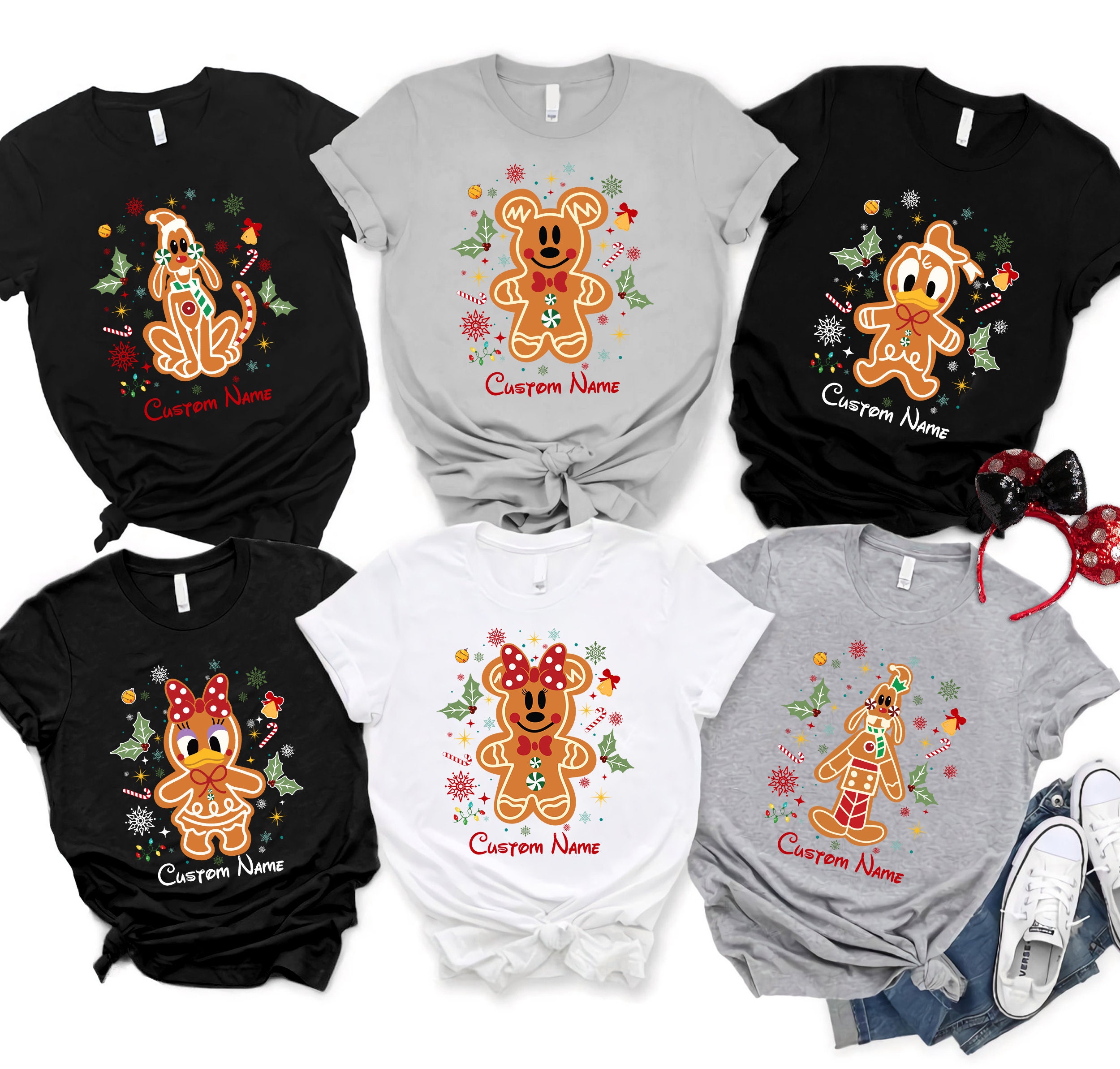 Personalized Disney Character Gingerbread T-shirt, Disney Christmas ...