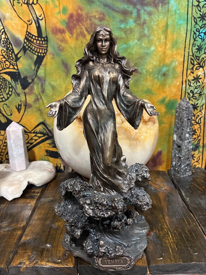 Yemaya Statue | Bronze Finish Orisha, Yoruba Altar Decor (11 1/4 Inch ...