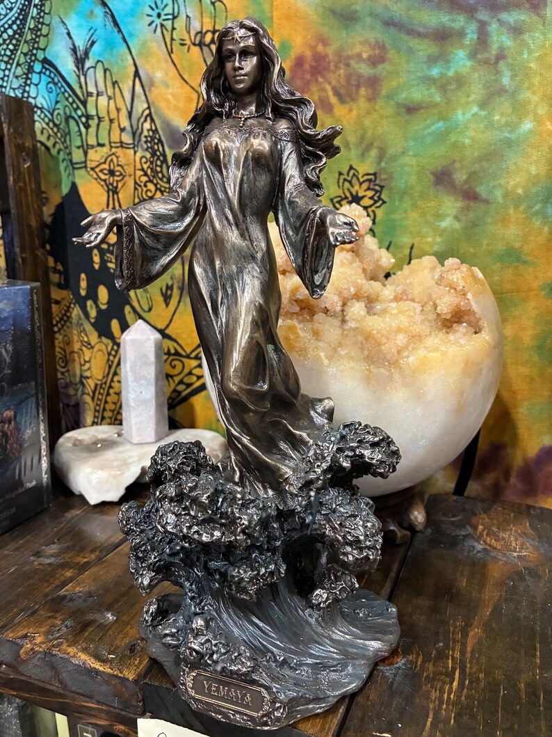 Yemaya Statue | Bronze Finish Orisha, Yoruba Altar Decor (11 1/4 Inch ...