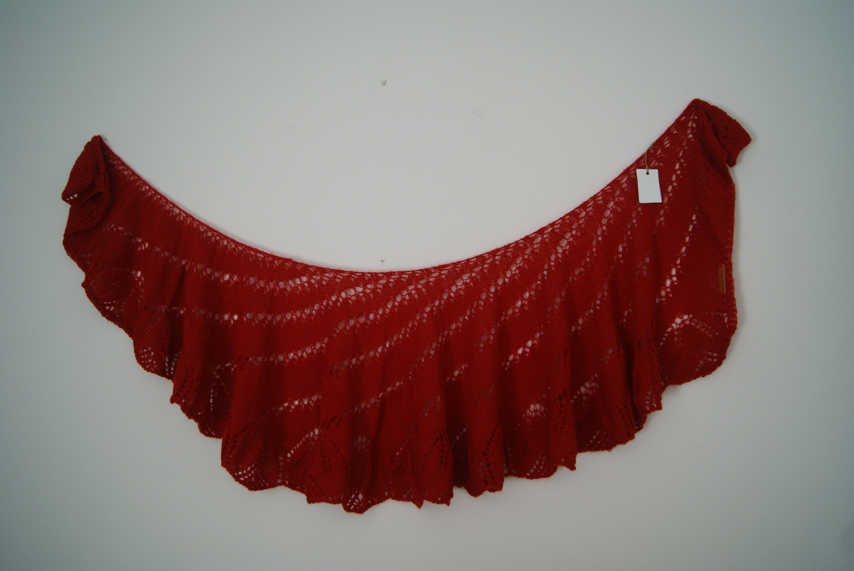 Hand Knitted Elegant Red Shawl/christmas Gift/for Her/ Autumn/winter - Etsy