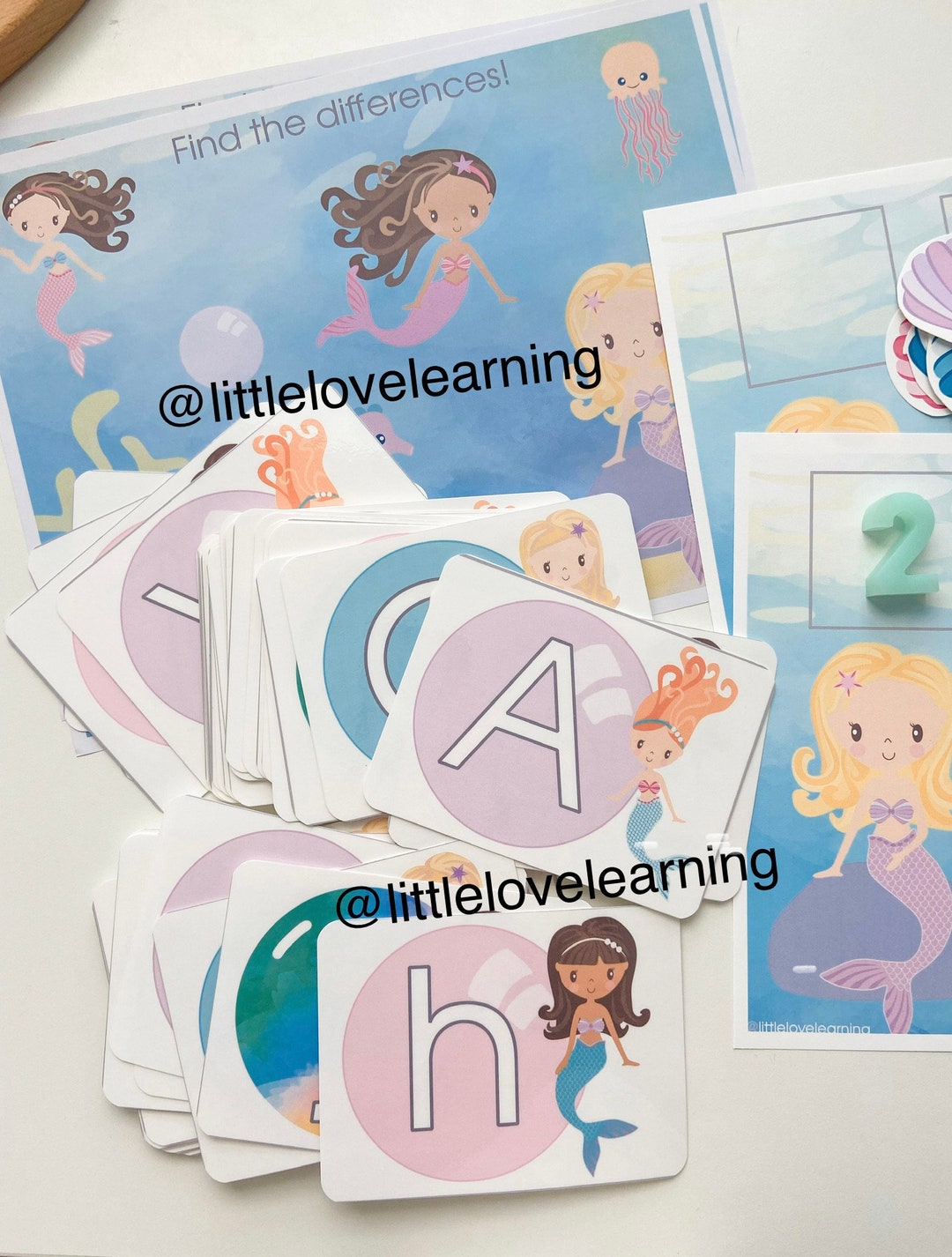 MERMAID ACTIVITY PACK Ocean Counting Math Tracing Playdoh Mats Spot the ...
