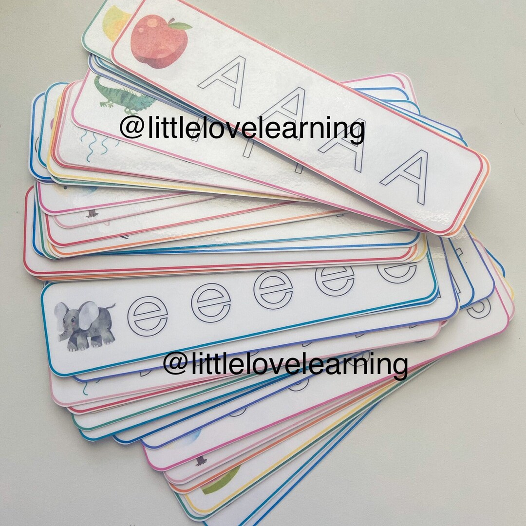 ALPHABET TRACING CARDS Sound Phonics Letter Learning Handwriting ...
