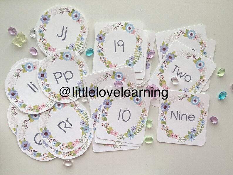 FLOWER FLASHCARDS Spring Flowers Floral Pretty Flashcards Numbers ...