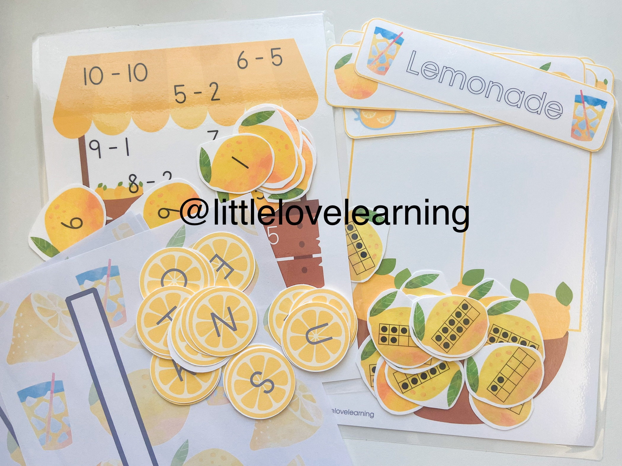 LEMONADE PACK Counting Matching Tracing Play Adding Kindergarten ...