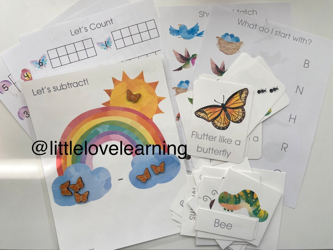 SPRING MINI PACK Garden Movement Cards 3 Part Cards Counting Math ...