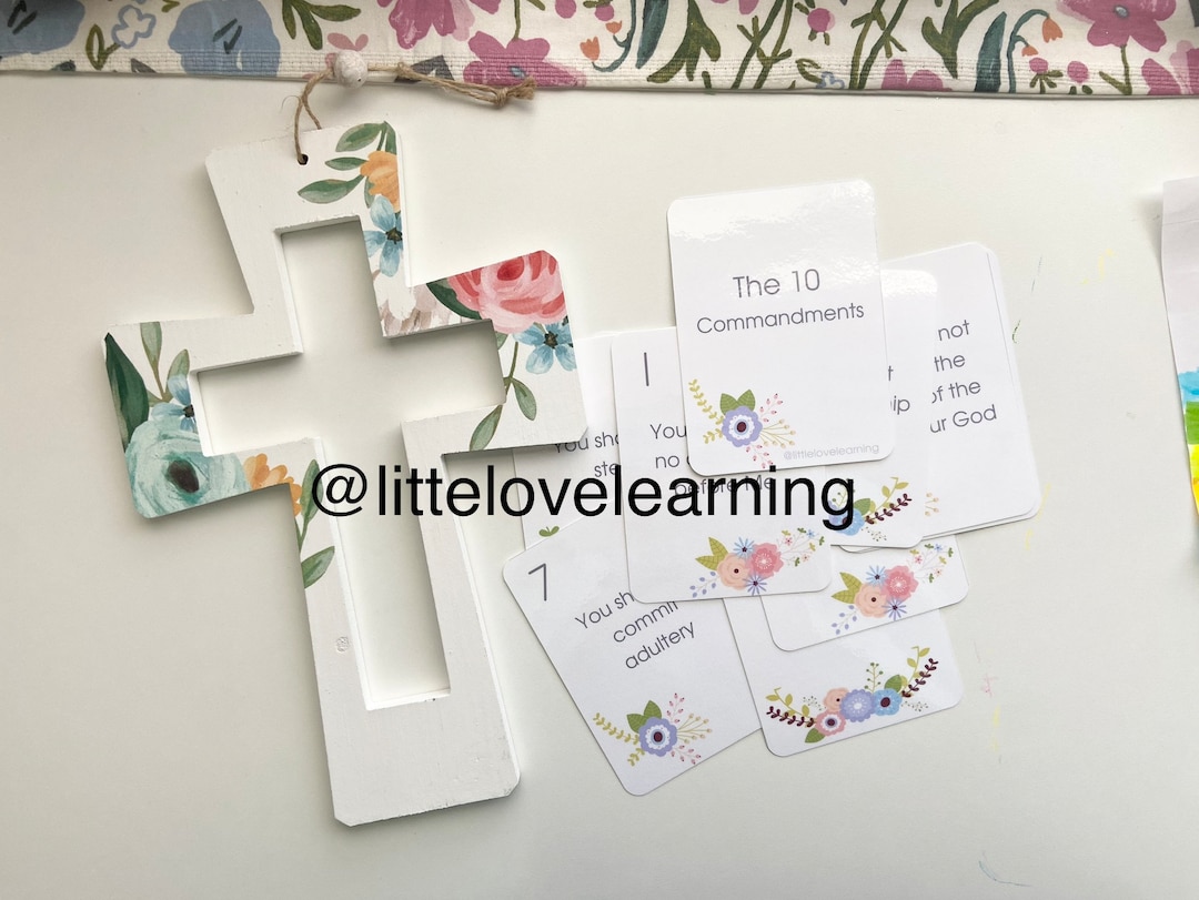 10 COMMANDMENTS Flashcards Bible Learning Kindergarten First Grade ...