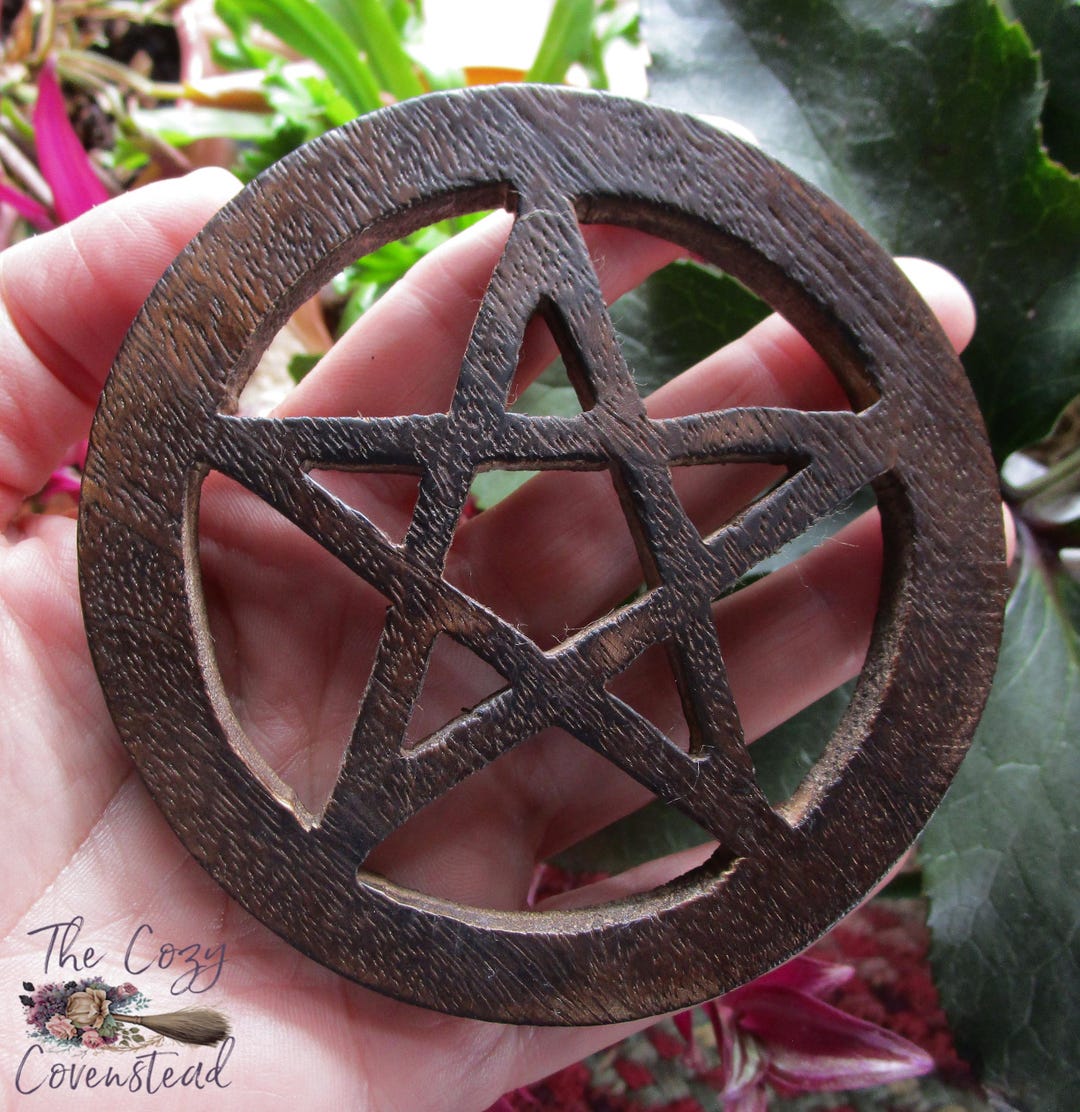 Rustic Wooden Pentagram | 4" Wide Size | Altar Tile or Magical Craft ...