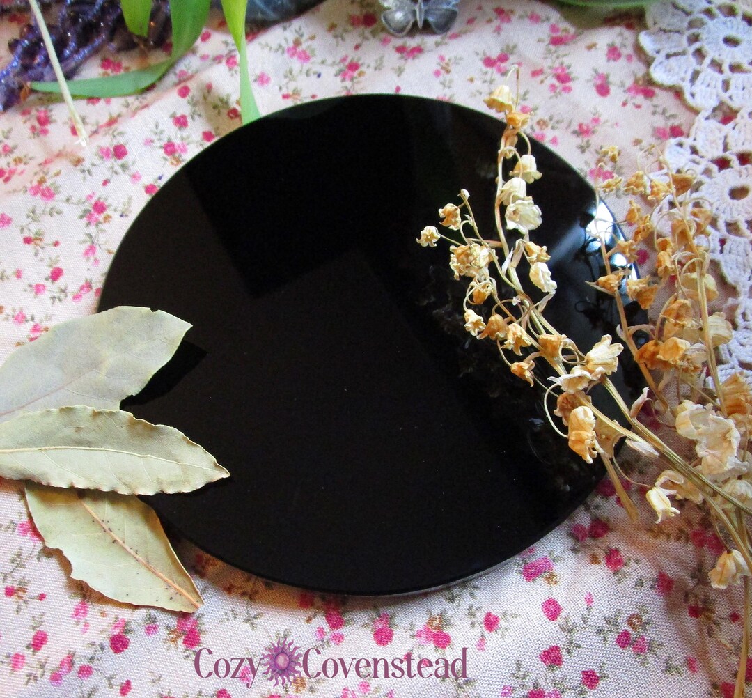 5" Black Obsidian Stone Scrying Mirror | Divination Scry Gazing Tools ...