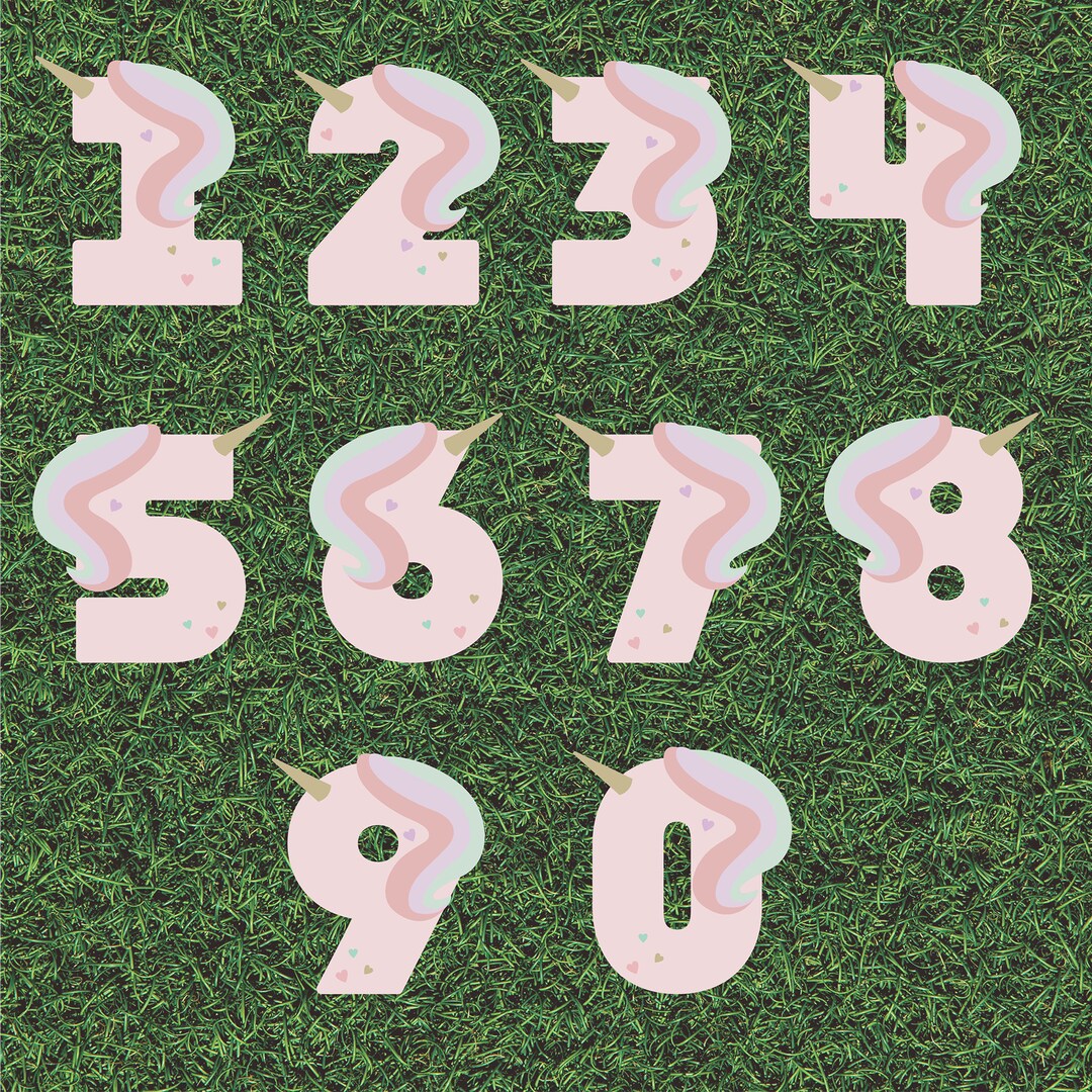Unicorn Numbers - Flat AND Textured Versions - Birthday, Clipart ...