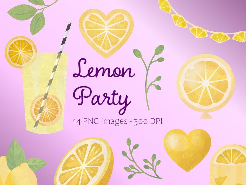 Lemon Party PNG Clipart Scrapbooking Embellishments Digital Stickers - Etsy