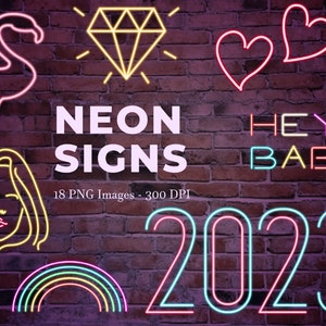 Neon Signs Clipart PNG for Use as Digital Stickers, Transparent ...