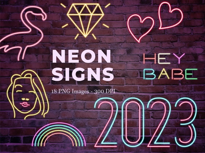 Neon Signs Clipart PNG for Use as Digital Stickers, Transparent ...