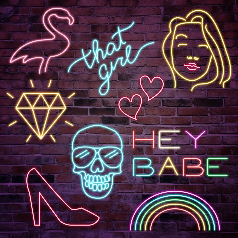 Neon Signs Clipart PNG for Use as Digital Stickers, Transparent ...