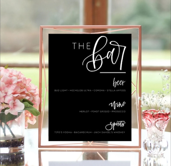 Wedding Bar Menu Sign Instant Download Editable With Canva - Etsy