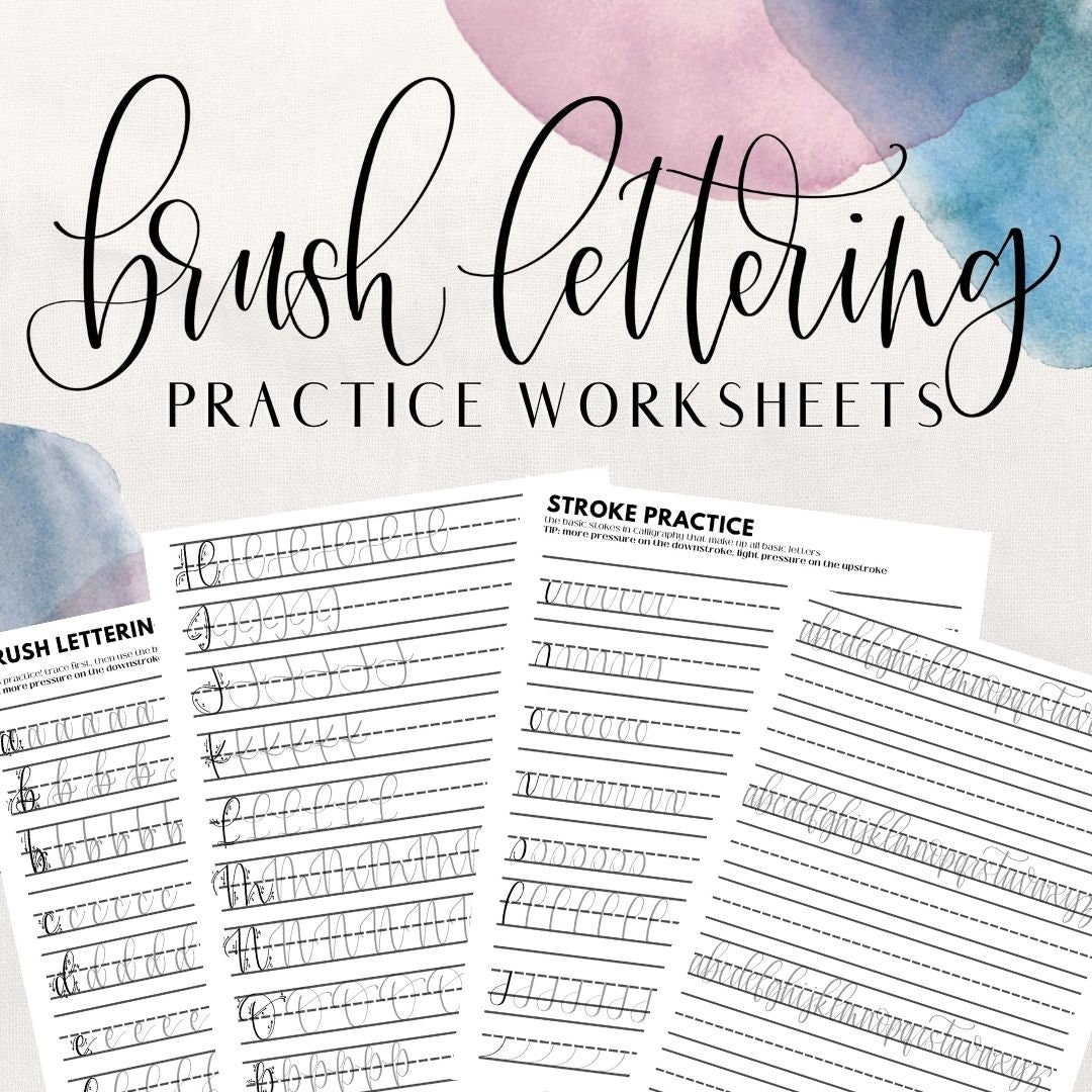 Brush Lettering Calligraphy Practice Worksheets Learn Modern ...