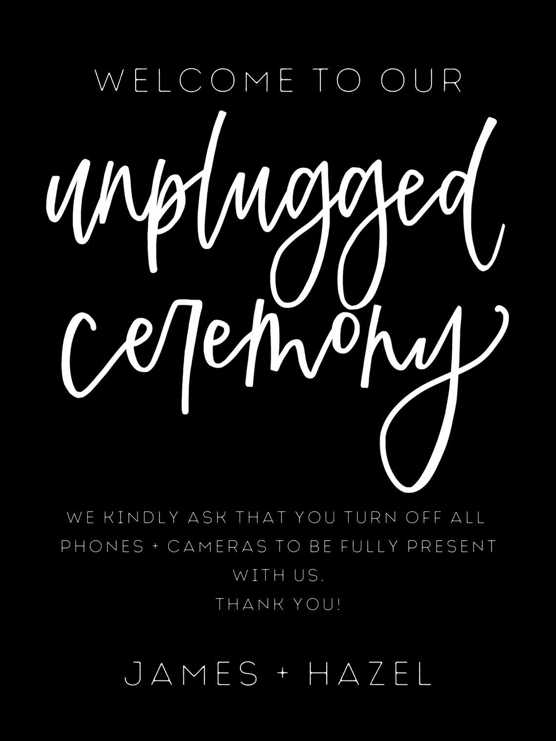 Wedding Welcome Unplugged Ceremony Sign Instant Download Editable With ...