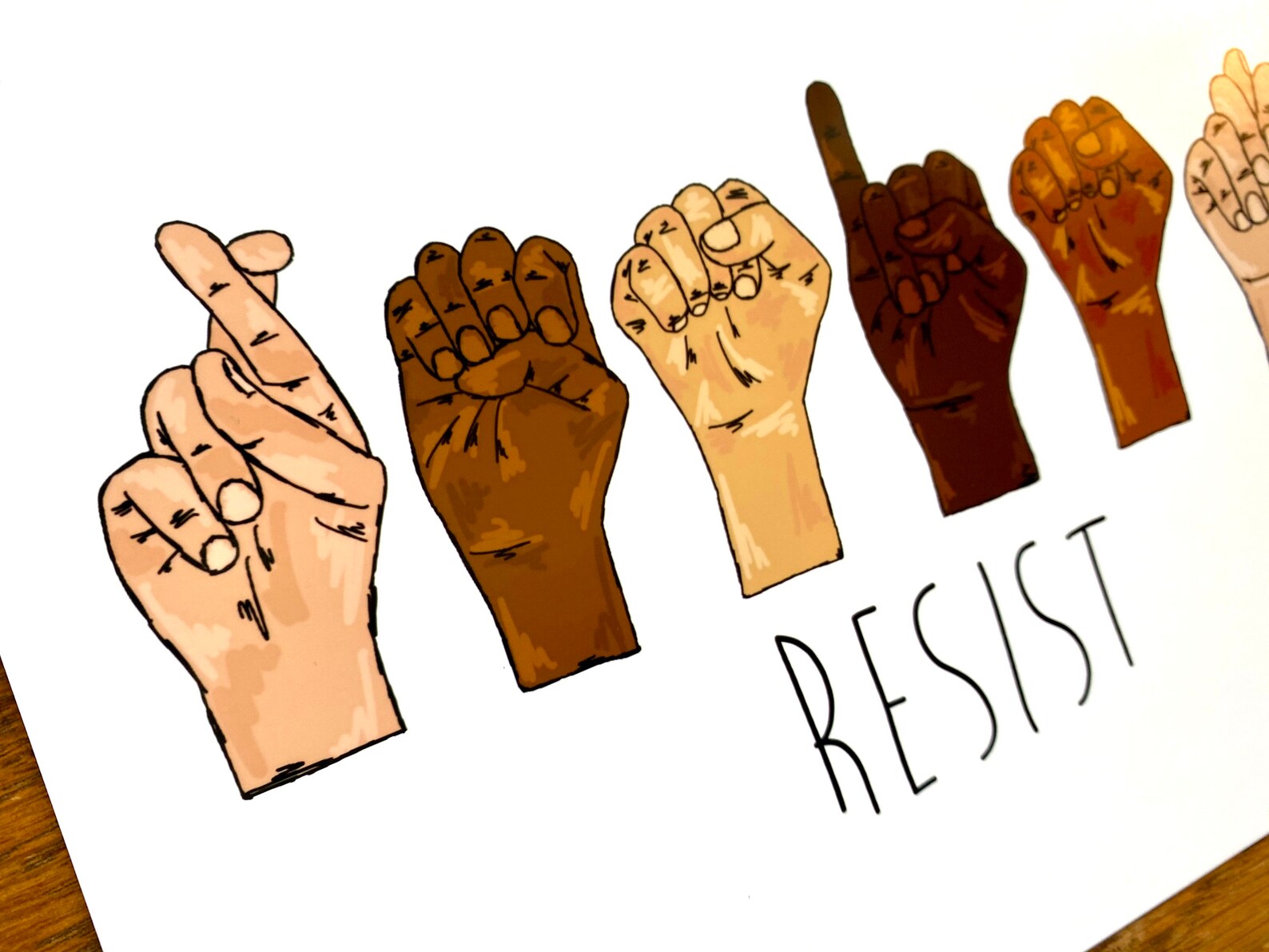 Langue des signes RESIST impression illustrée - Etsy France