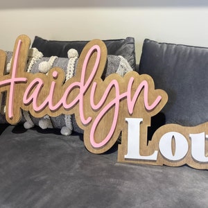Large Wood Name Sign, Nursery Name Sign, Boho Nursery Sign, Layered ...