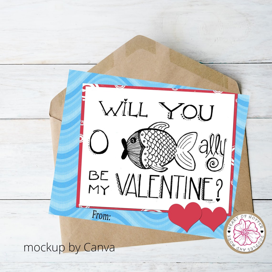 Fish Themed Valentine Cards Set of 4 an Ofishally Fun Valentine ...