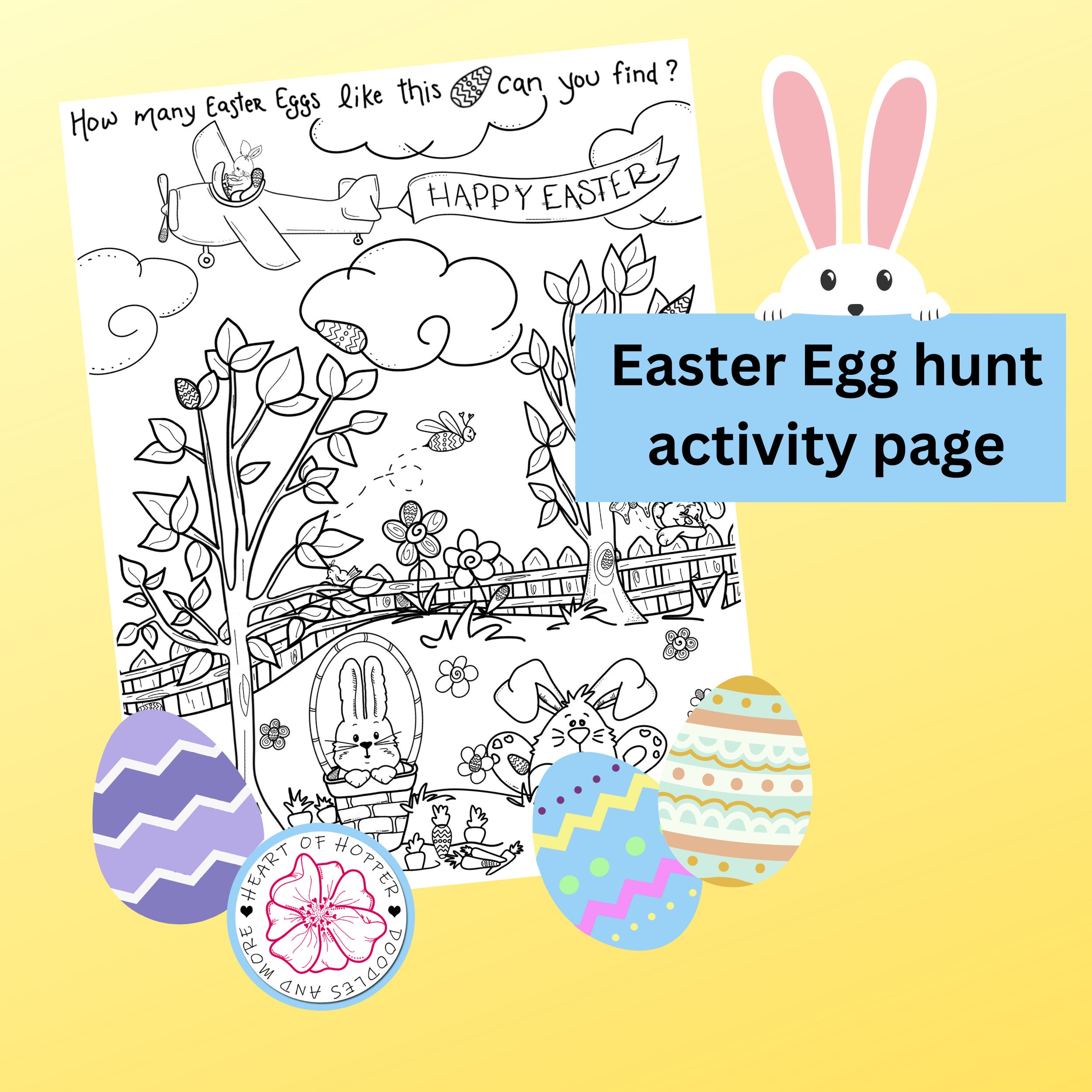Easter Hide and Seek Coloring Page | Easter Egg Hidden Picture | Easter ...