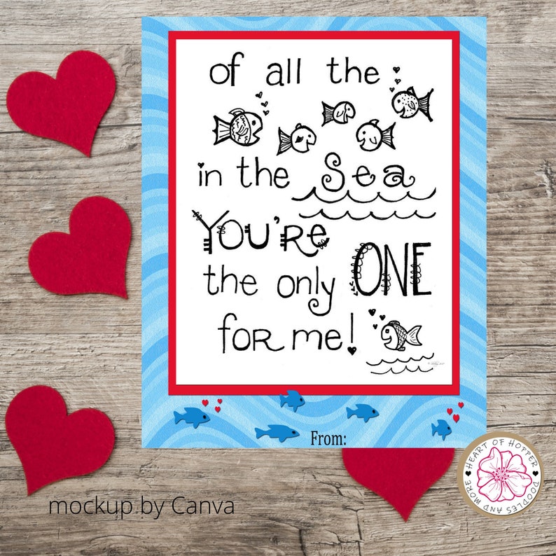 Fish Themed Valentine Cards Set of 4 an Ofishally Fun Valentine ...