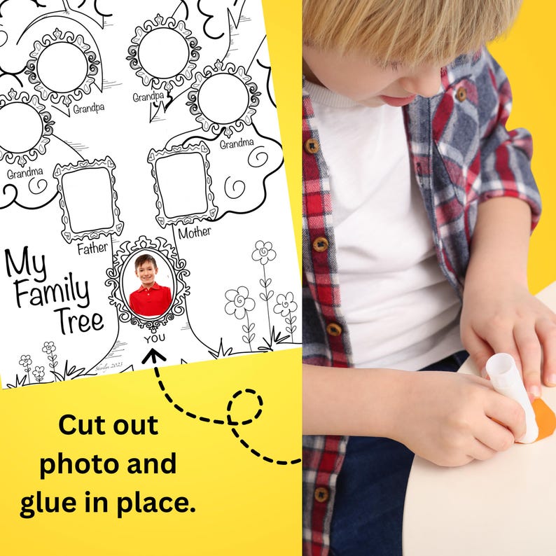 Family Tree Coloring Page for Kids – 3 Generation Printable Worksheet ...