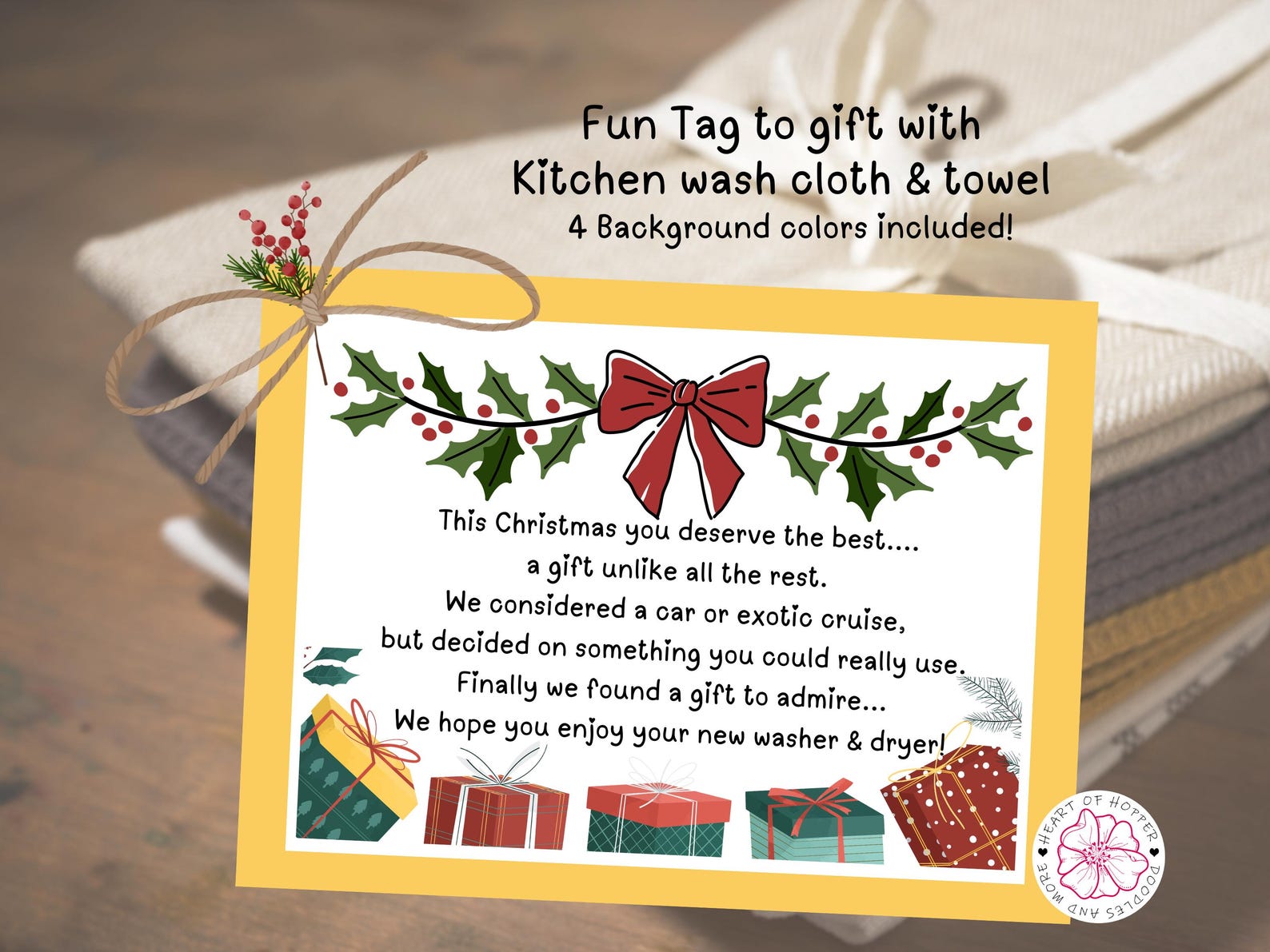 Christmas Dishcloth & Towel Gift Tag | Printable Tag (PDF Download) - Etsy