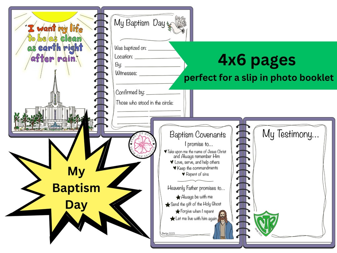 Baptism Memory Day Booklet LDS My Baptism Day 4x6 PDF Printable Baptism ...
