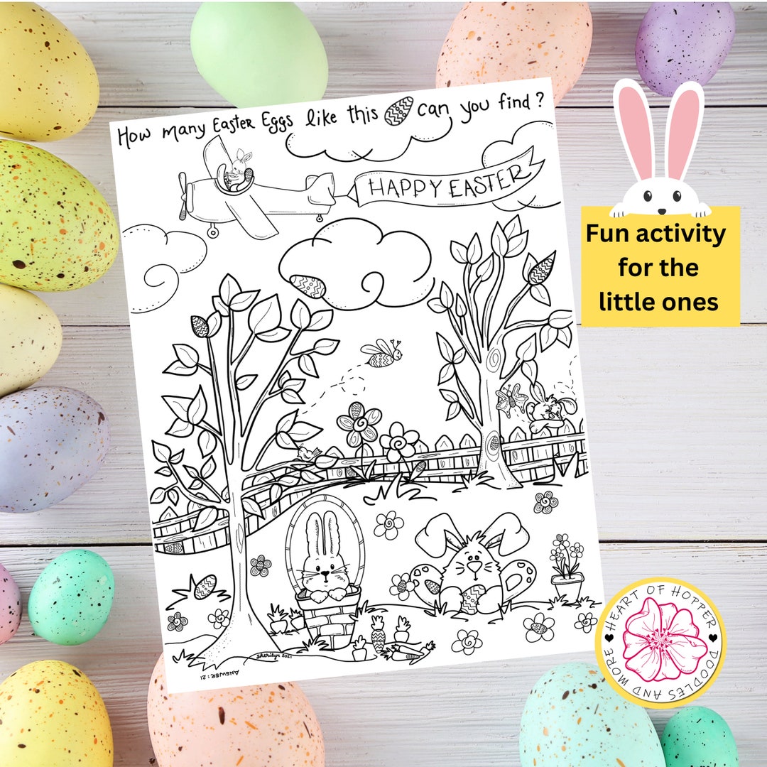 Easter Hide and Seek Coloring Page | Easter Egg Hidden Picture | Easter ...