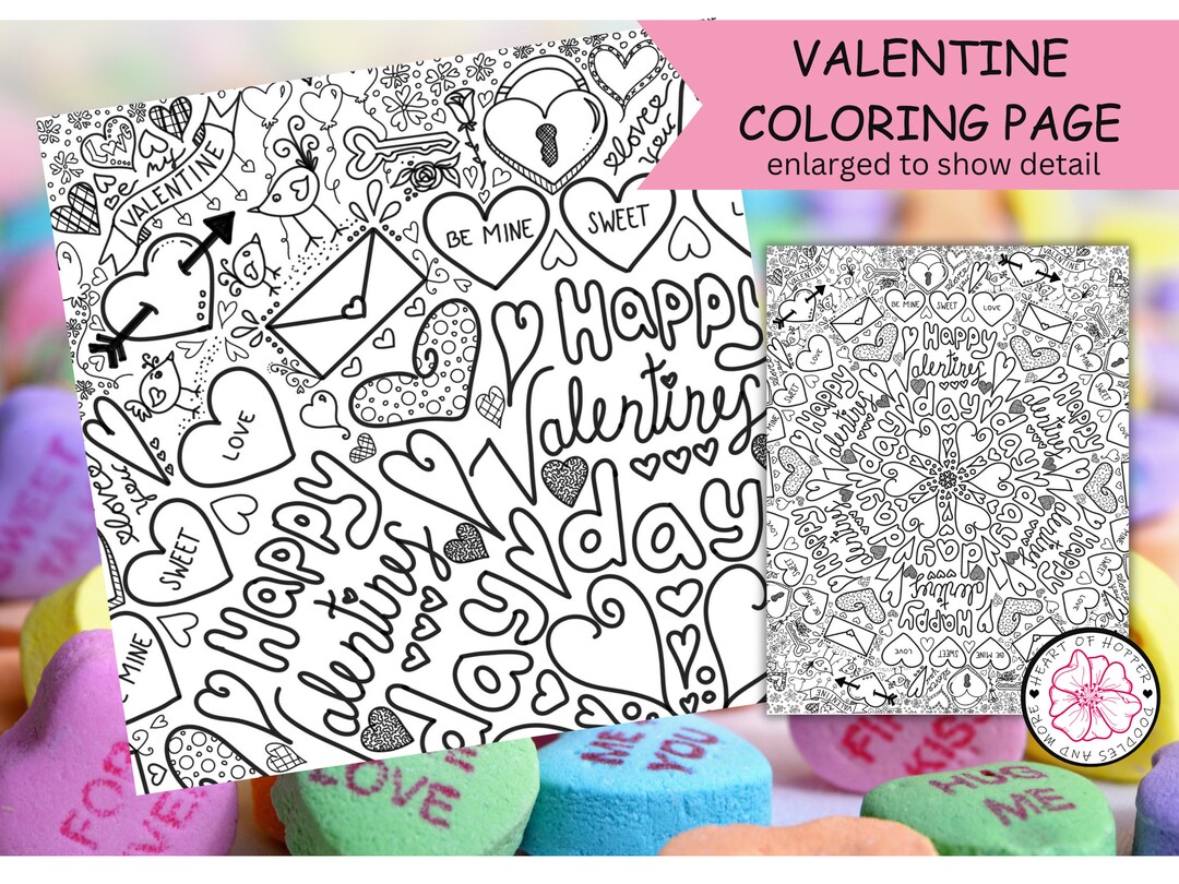 Valentines Day | Valentine Coloring Page | Great for Adults and Kids ...