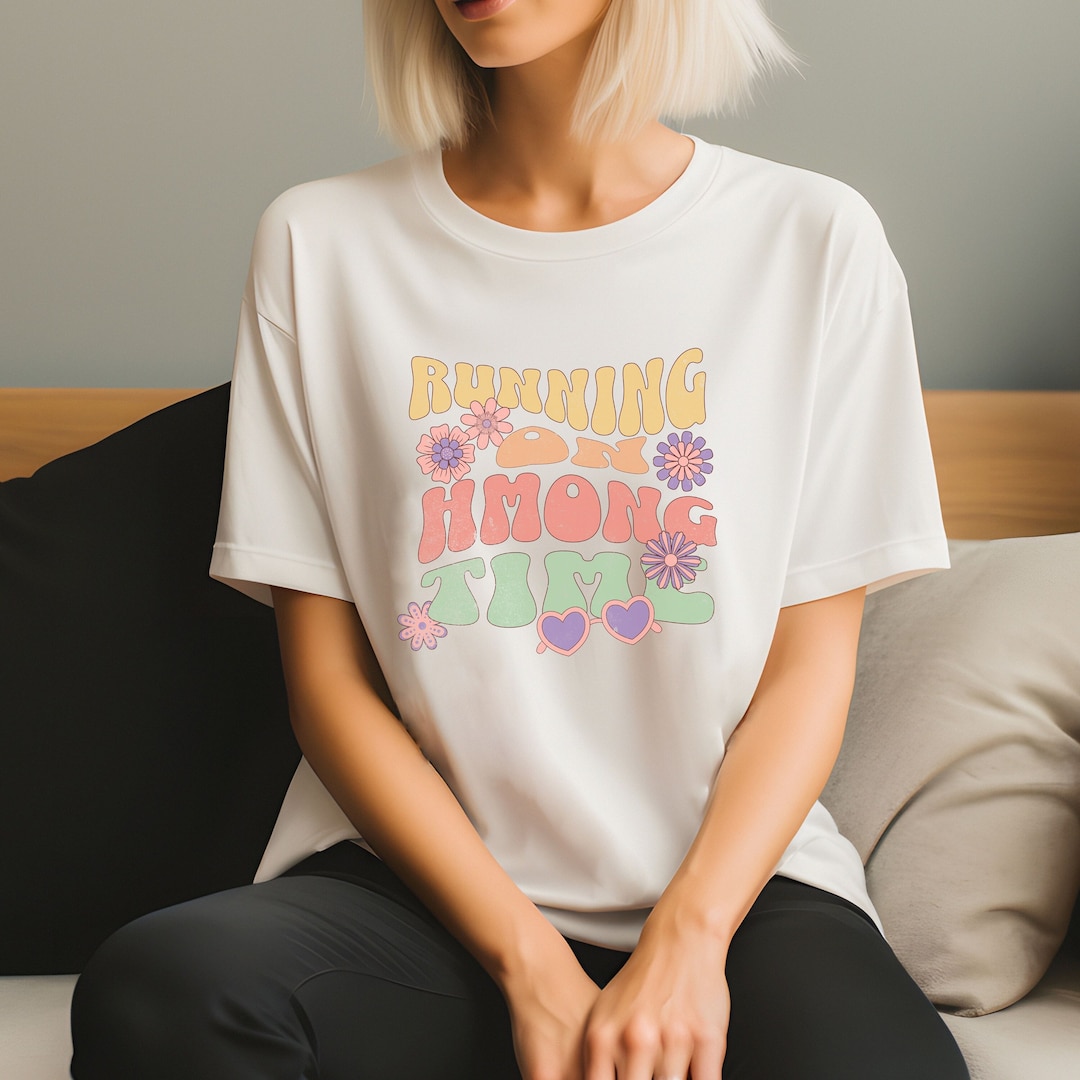 Funny Hmong Shirt Running on Hmong Time Graphic Tee Hmong Tshirt Retro ...