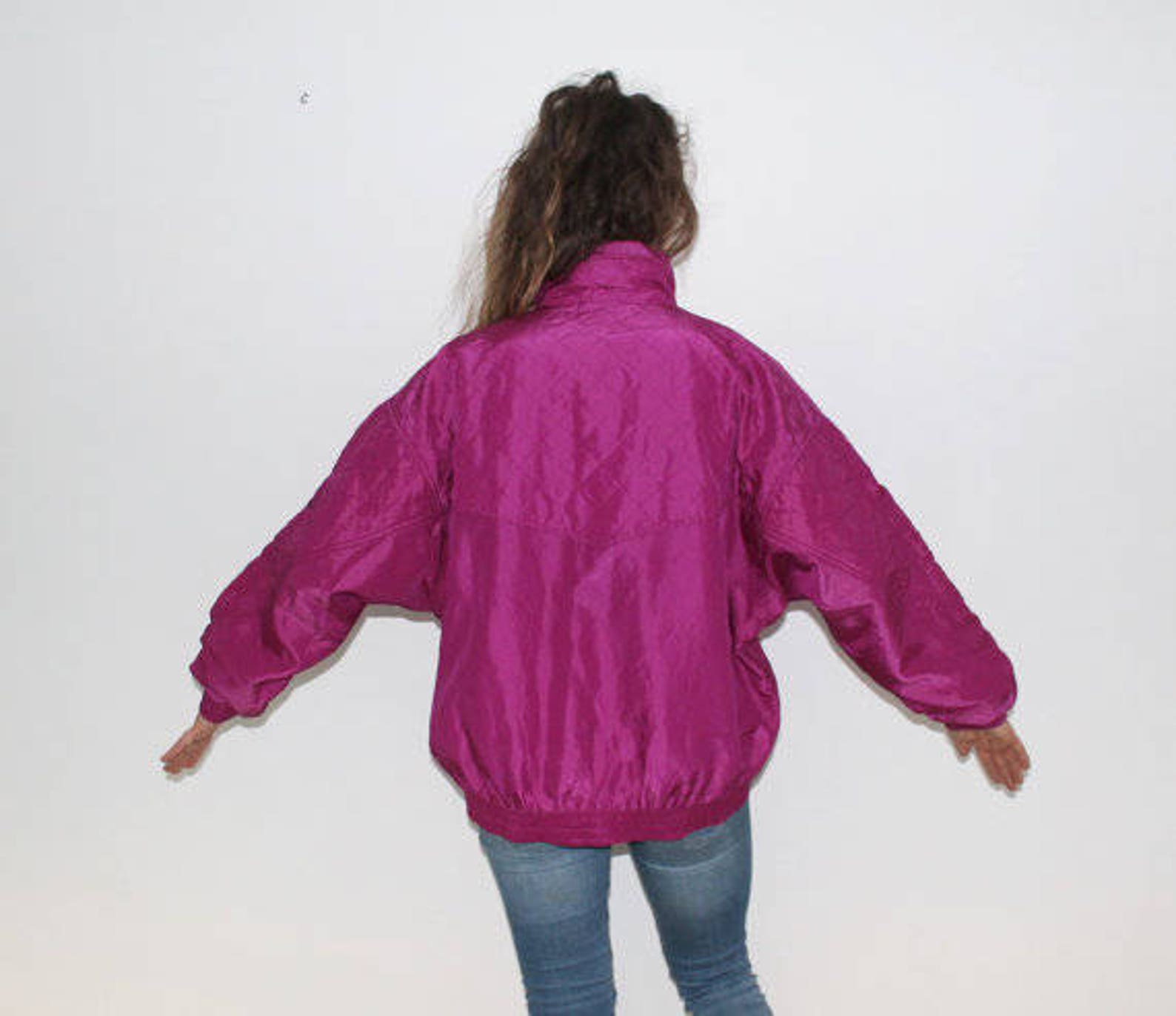 TRIUMPH Neon Windbreaker Bomber Workout Purple Jacket | Etsy