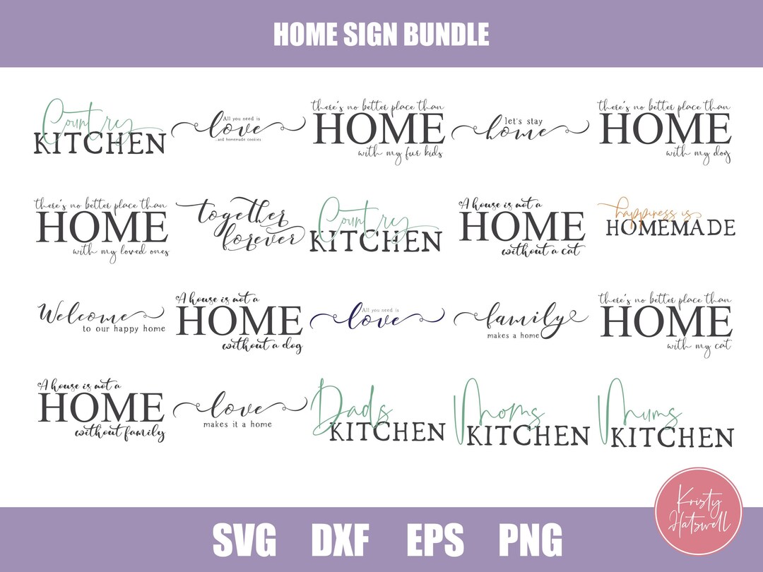 Home Sign SVG Bundle, Home Sign Bundle, Welcome Svg, Kitchen Sign Svg ...