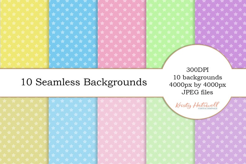 10 Seamless Star Backgrounds, Digital Paper, Seamless Background ...