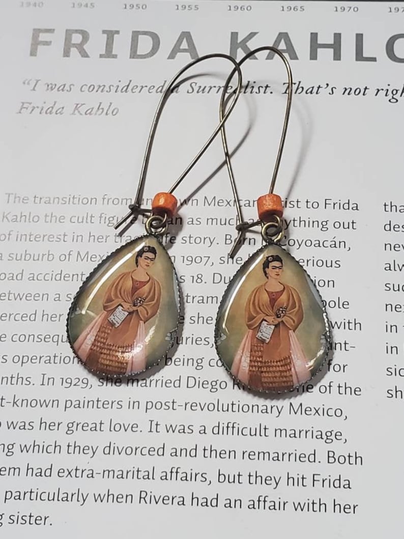 Frida Kahlo Earrings. Frida Kahlo Portrait Earrings. Art Earrings. Boho ...