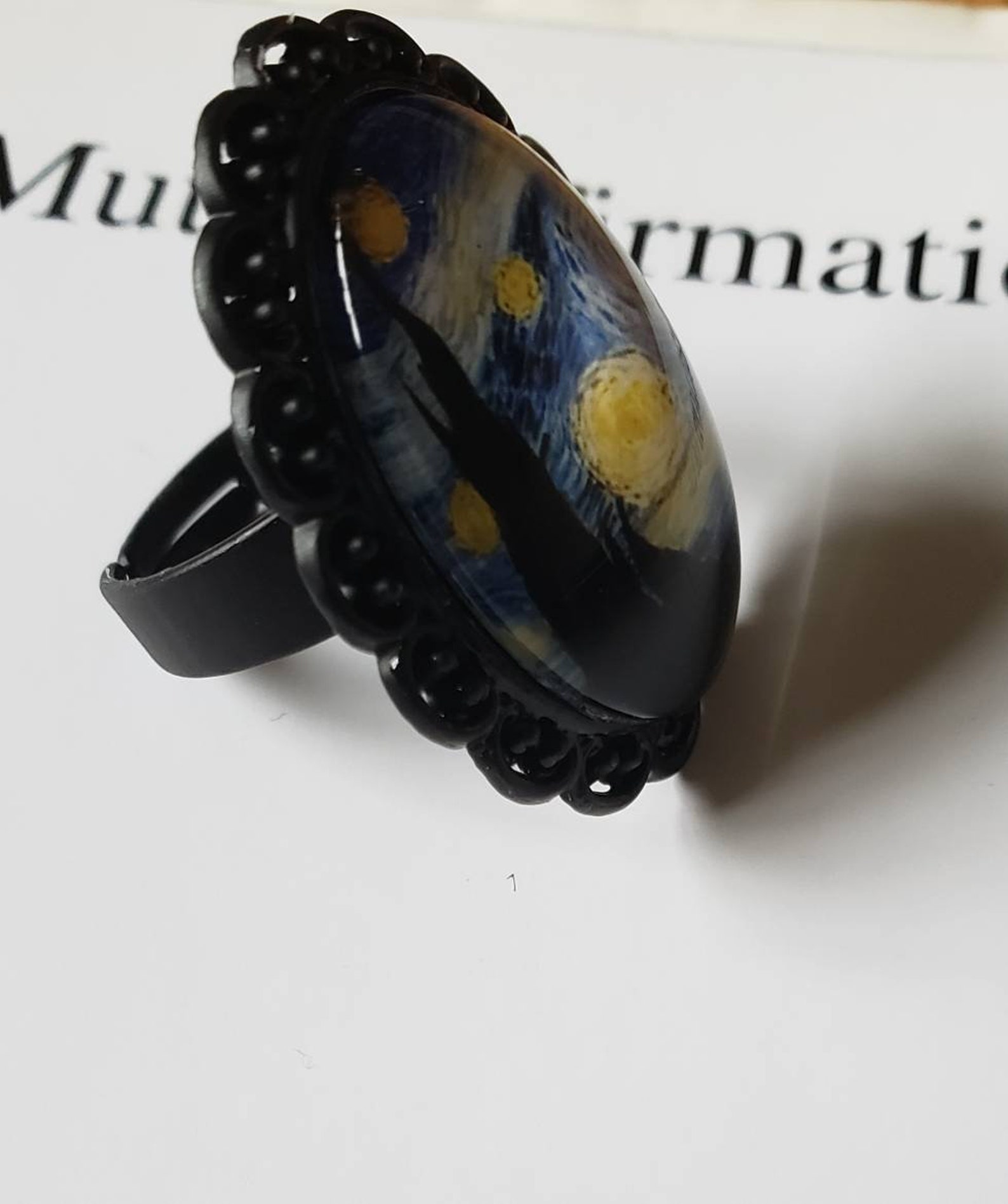 Vincent Van Gogh Ring.starry Night Ring. Victorian Statement Ring. Van ...