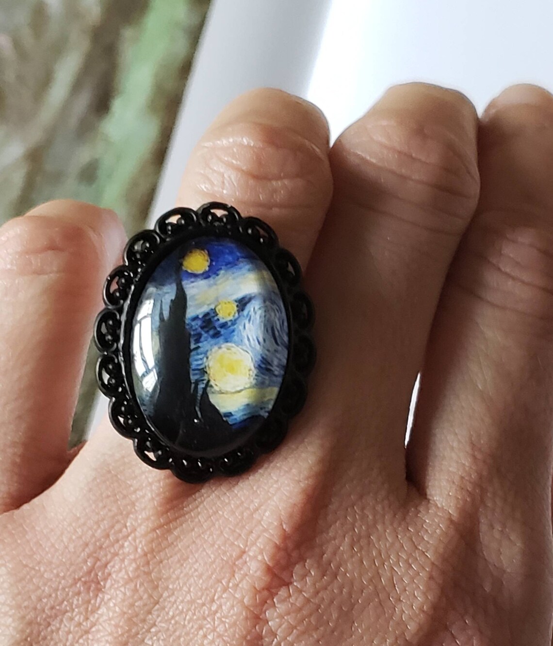 Vincent Van Gogh Ring.starry Night Ring. Victorian Statement Ring. Van ...