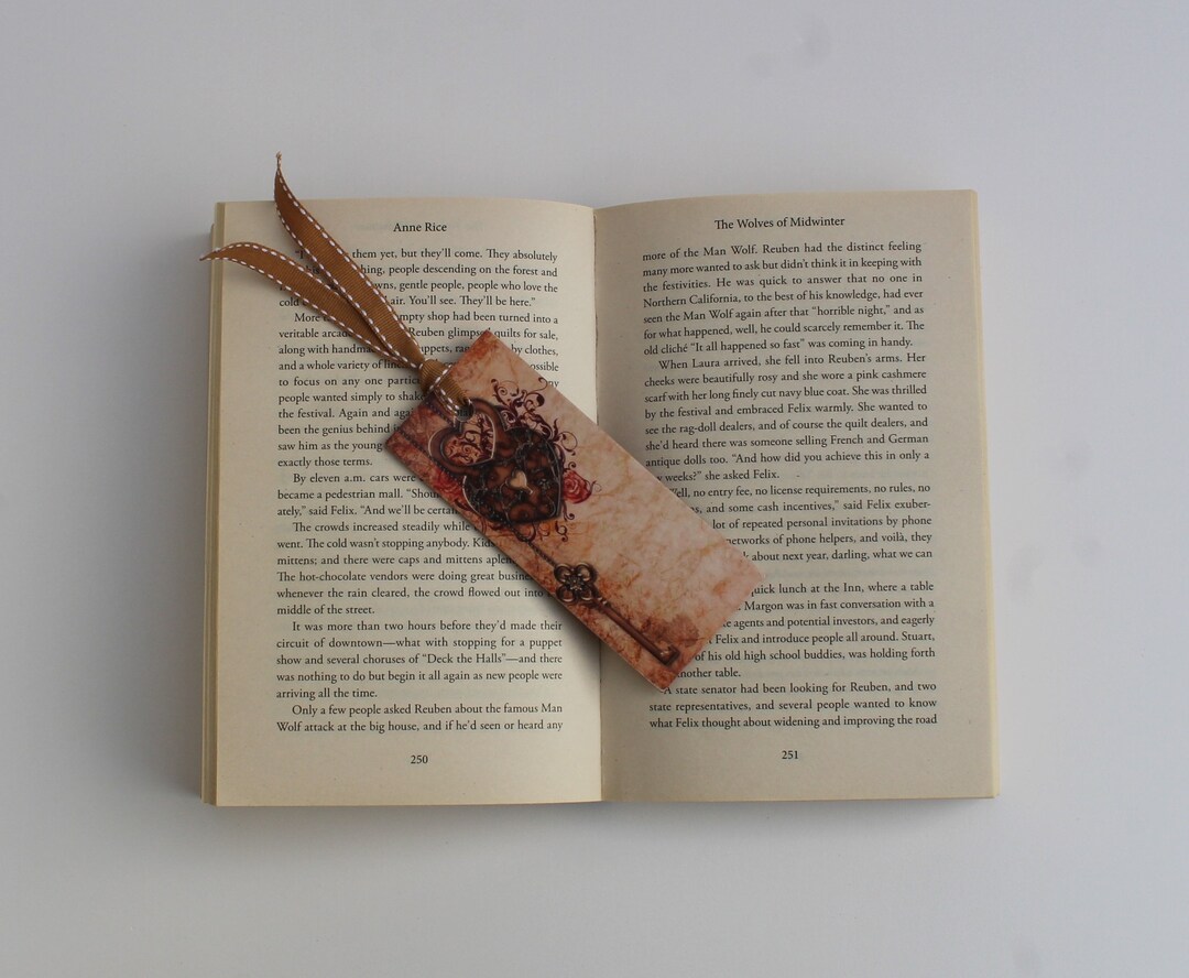 Heart With a Key Themed Wooden Decoupage Bookmark - Etsy UK