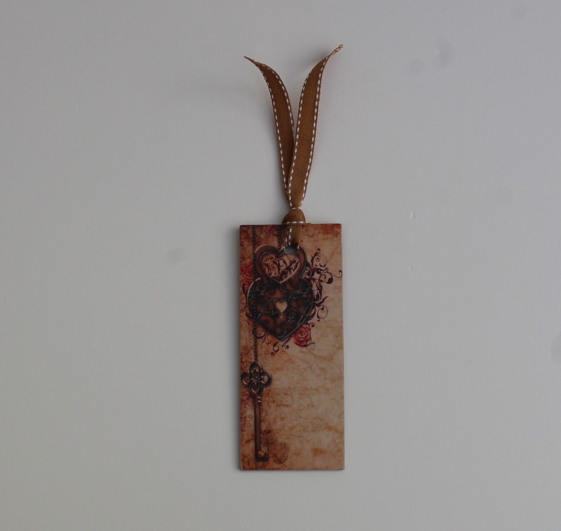 Heart With a Key Themed Wooden Decoupage Bookmark - Etsy UK