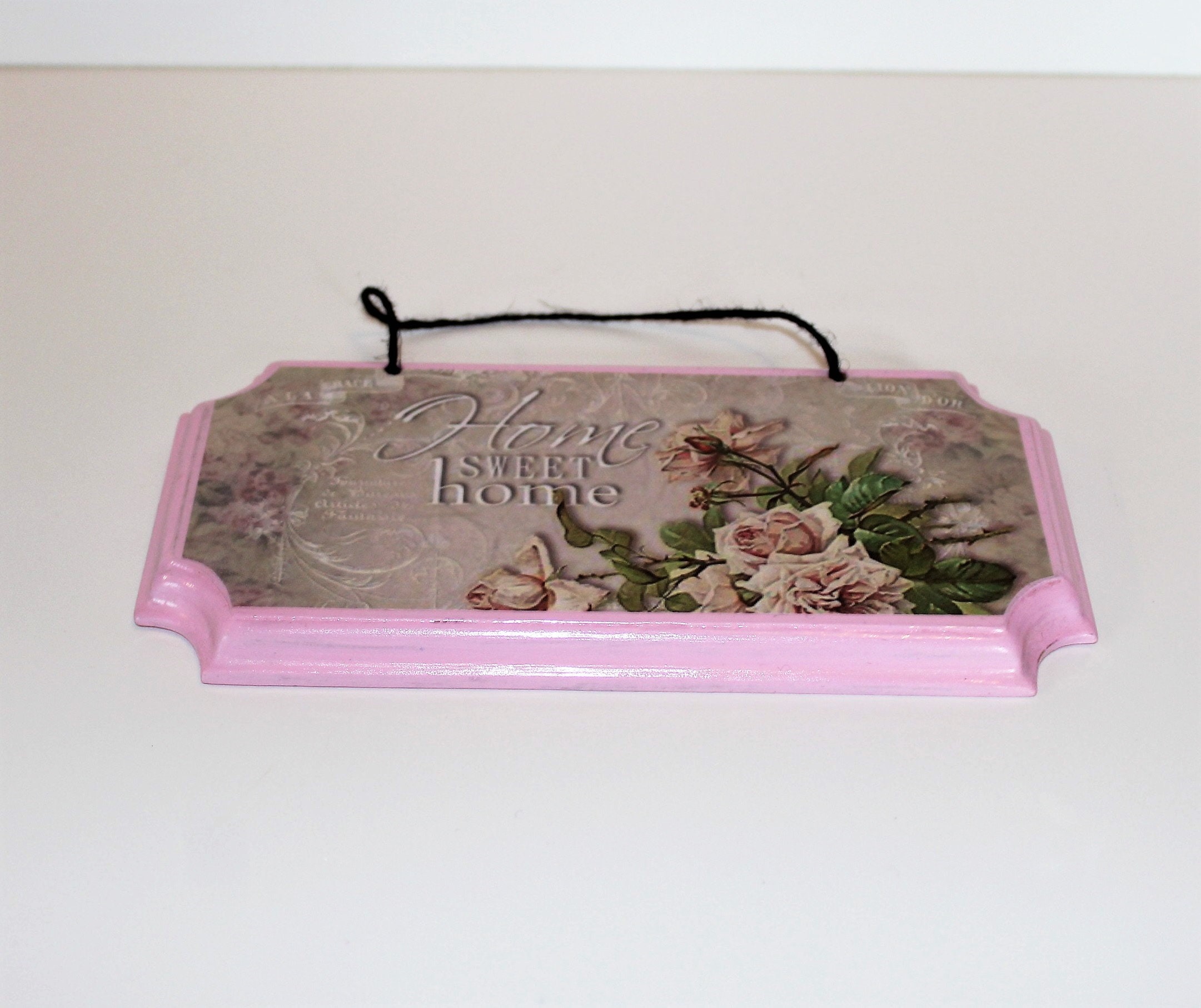 Pink Roses Decoupage Wall Plaque - Etsy UK