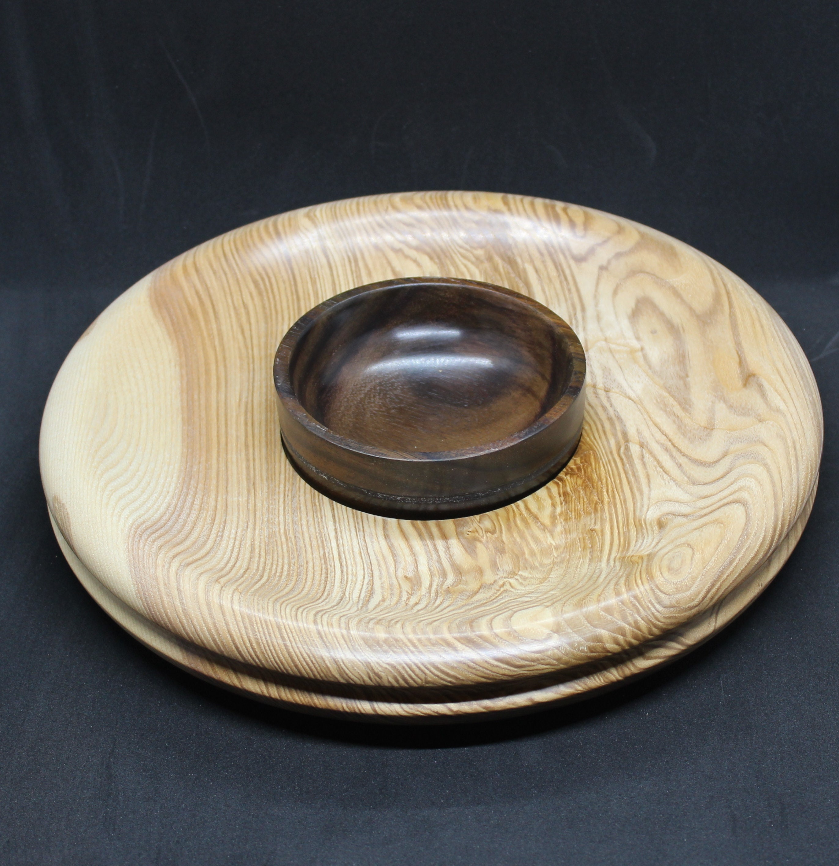 Lathe Turned Ash Serving Platter With an Ovangkol Bowl - Etsy UK