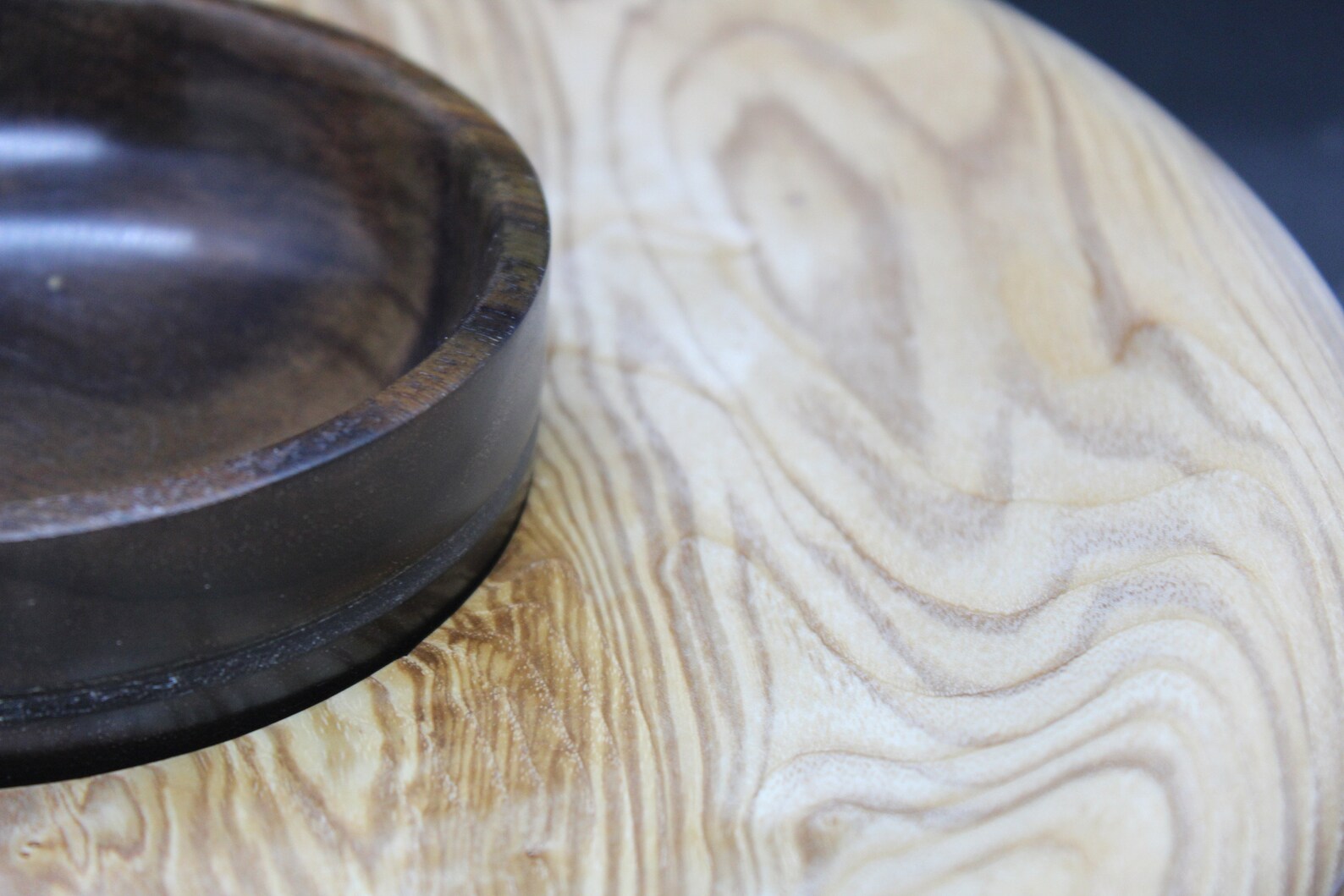 Lathe Turned Ash Serving Platter With an Ovangkol Bowl - Etsy UK