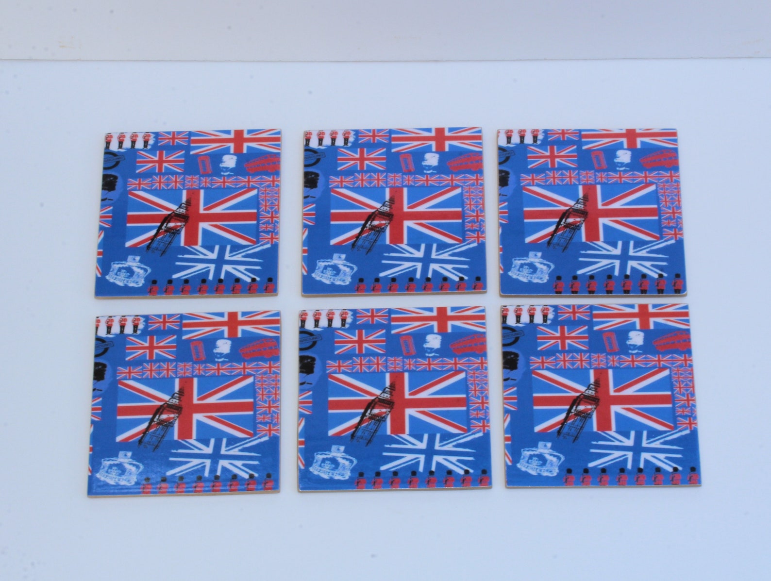 Set of Six Square Coasters With a Union Jake Theme - Etsy UK