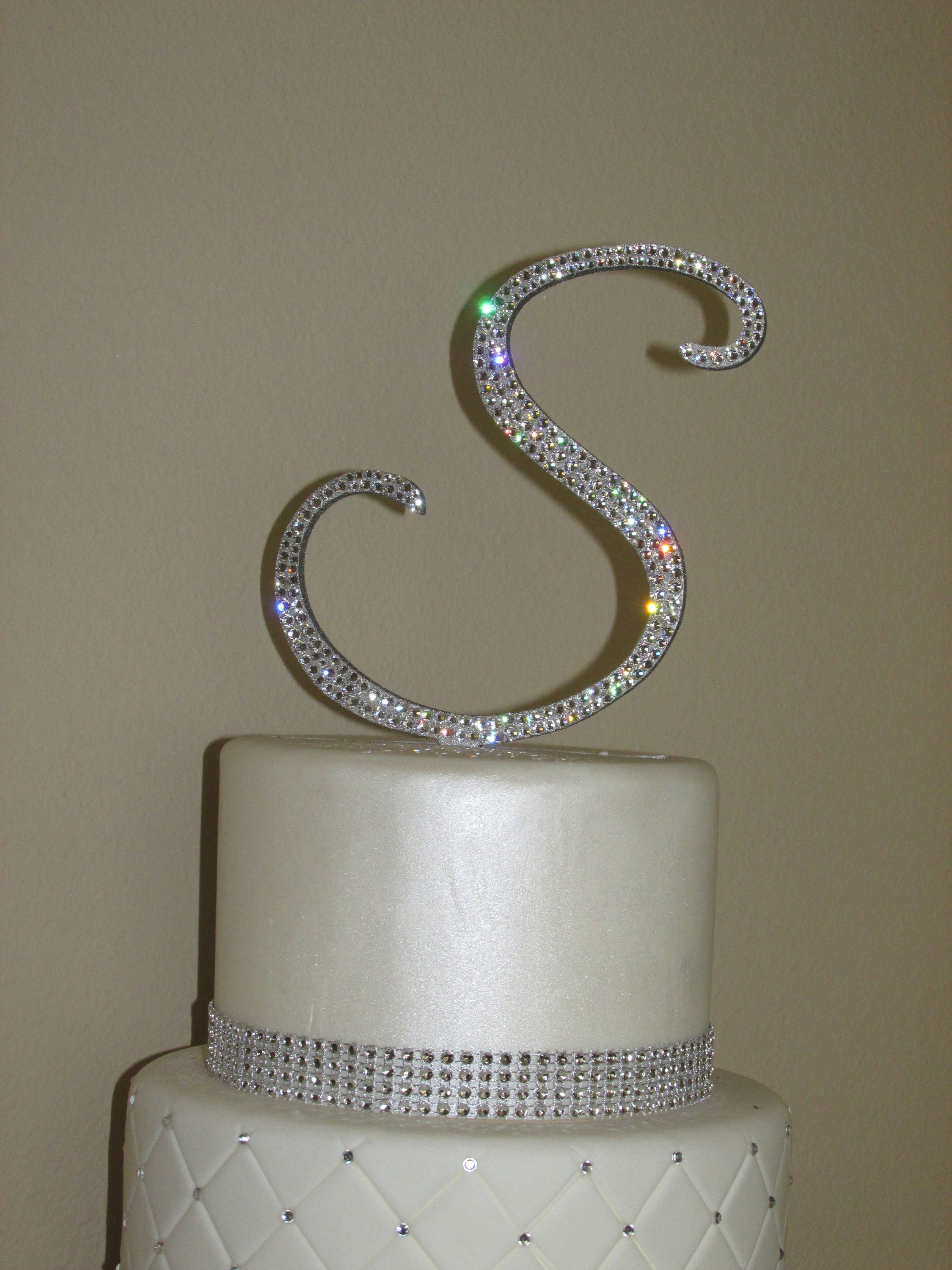 Monogram Cake Topper Rhinestone Cake Topper Crystal Monogram | Etsy