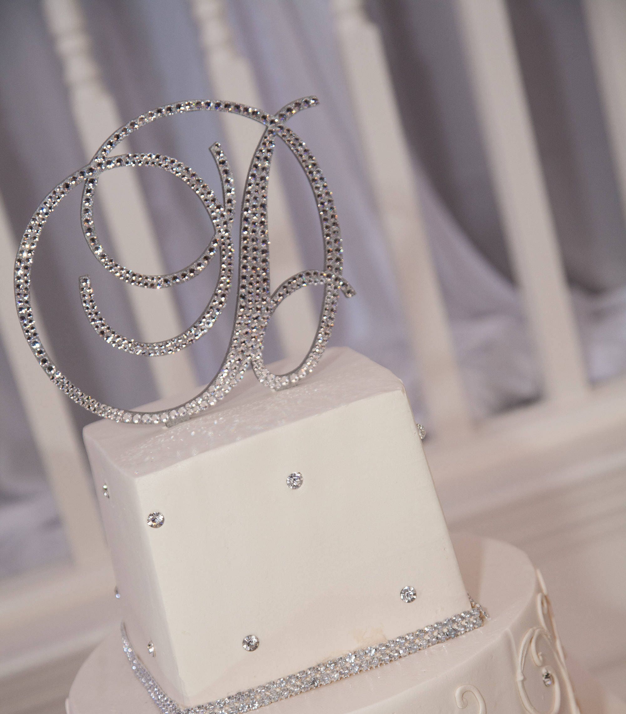 Monogram Cake Topper Rhinestone Cake Topper Crystal Monogram | Etsy
