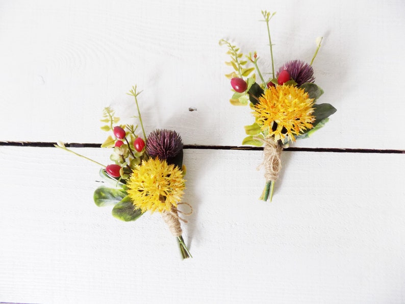 Thistle Buttonhole Wildflower Boutonniere Artificial Silk | Etsy