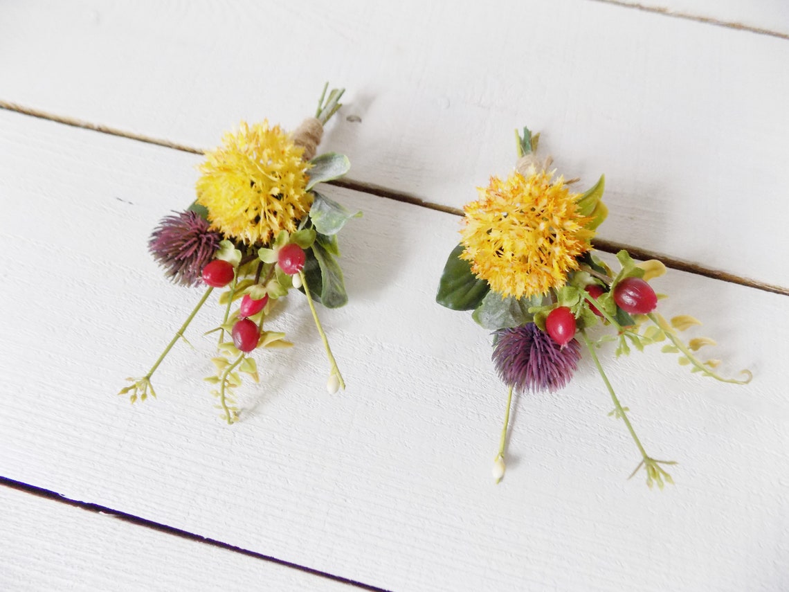 Thistle Buttonhole Wildflower Boutonniere Artificial Silk | Etsy